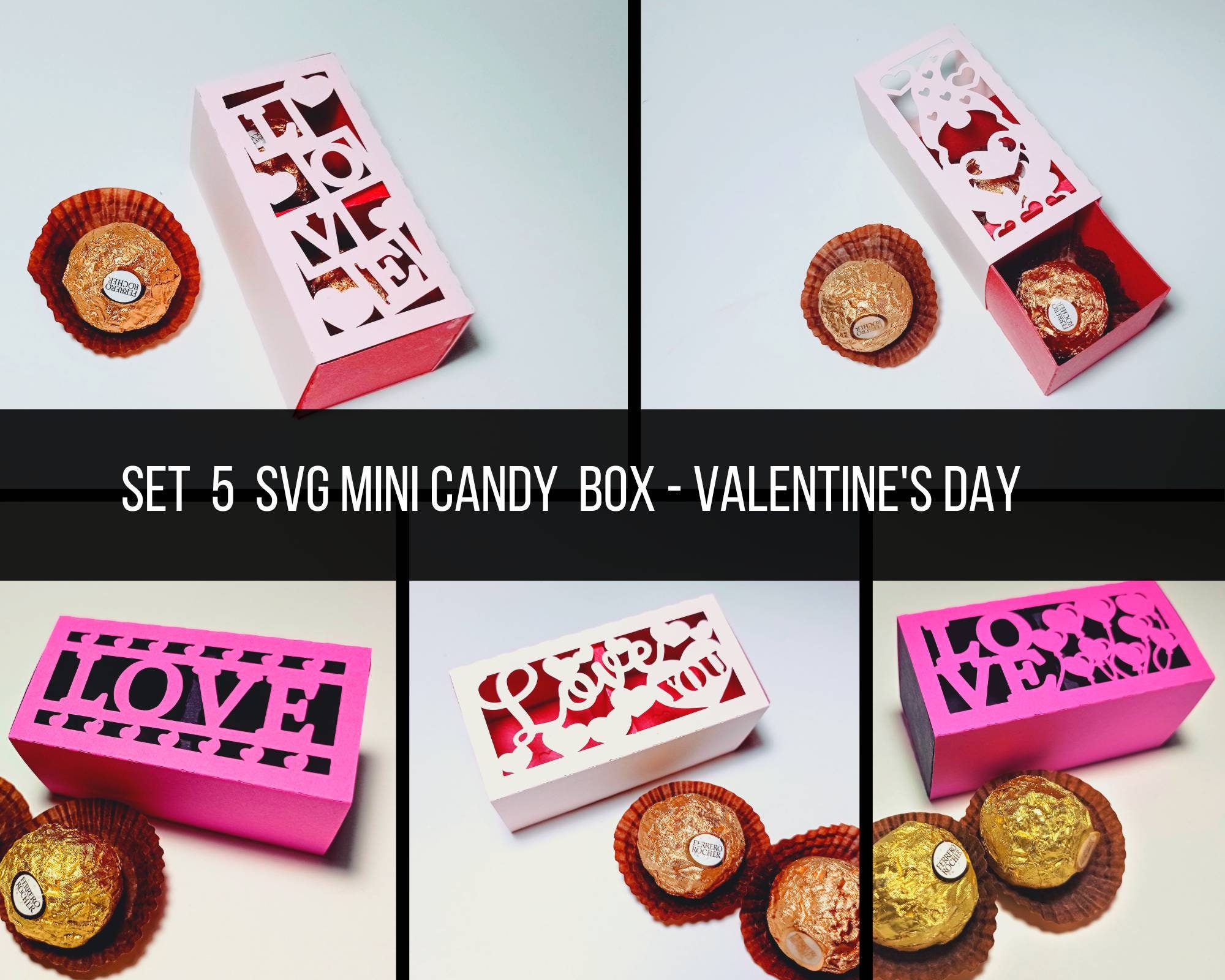 Set of 5 Valentine's Day SVG Cutting Files Mini Candy | Etsy
