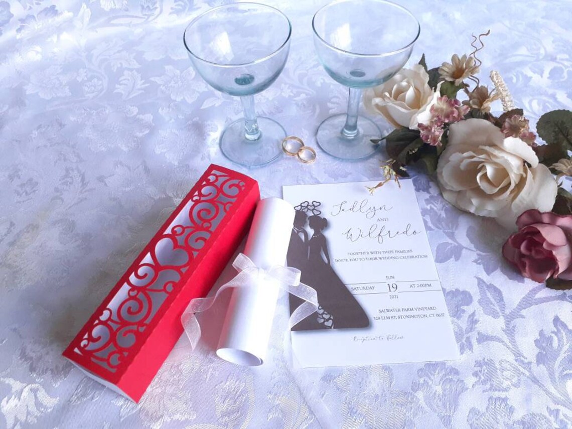 SVG Wedding Invitation Box Swirly Cut File Cricut Template - Etsy