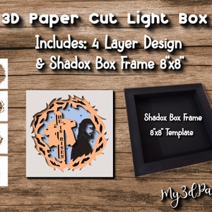 Shadow Box SVG 3D Layered SVG Easter Jesus Cross Paper Cut Light Box ...
