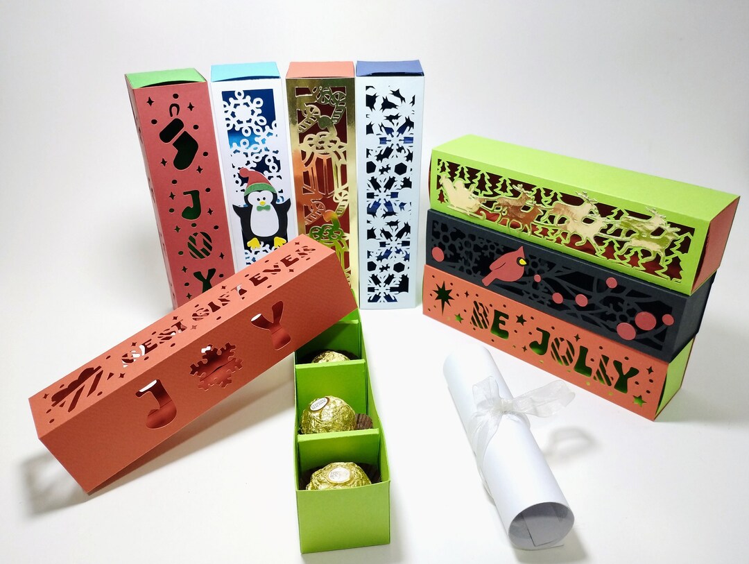 Set 8 SVG Christmas Chocolate Gift Box Svg Cut Files Candy Holder ...