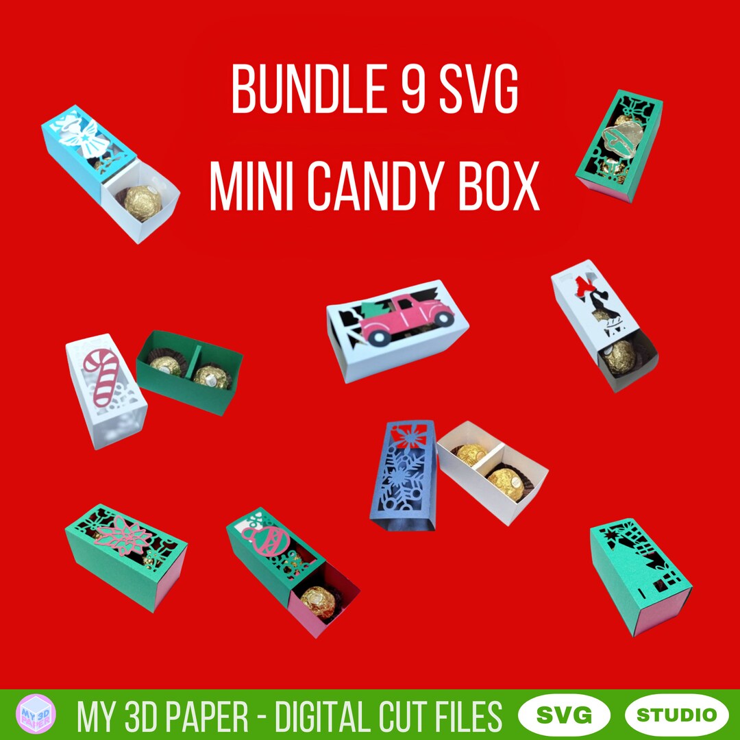 Bundle 9 SVG Christmas Chocolate Mini Candy Box Svg Cut Files Candy ...
