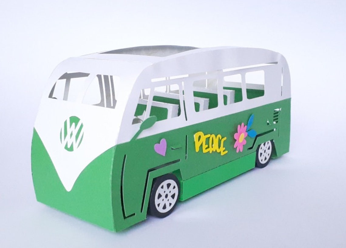 3d Car Model DIY 3D Car Svg Hippie Car Digital Template - Etsy