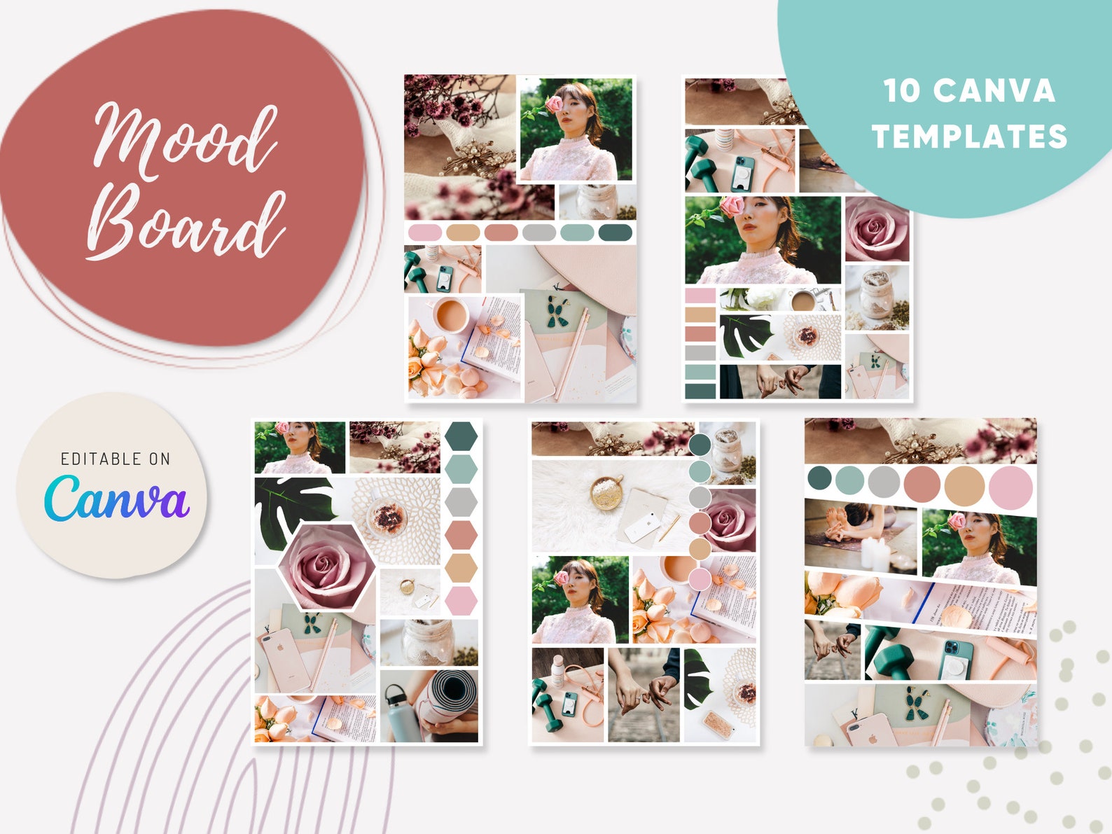 CANVA 10 Mood Board Templates Graphic, Mood Board, Editable Template ...