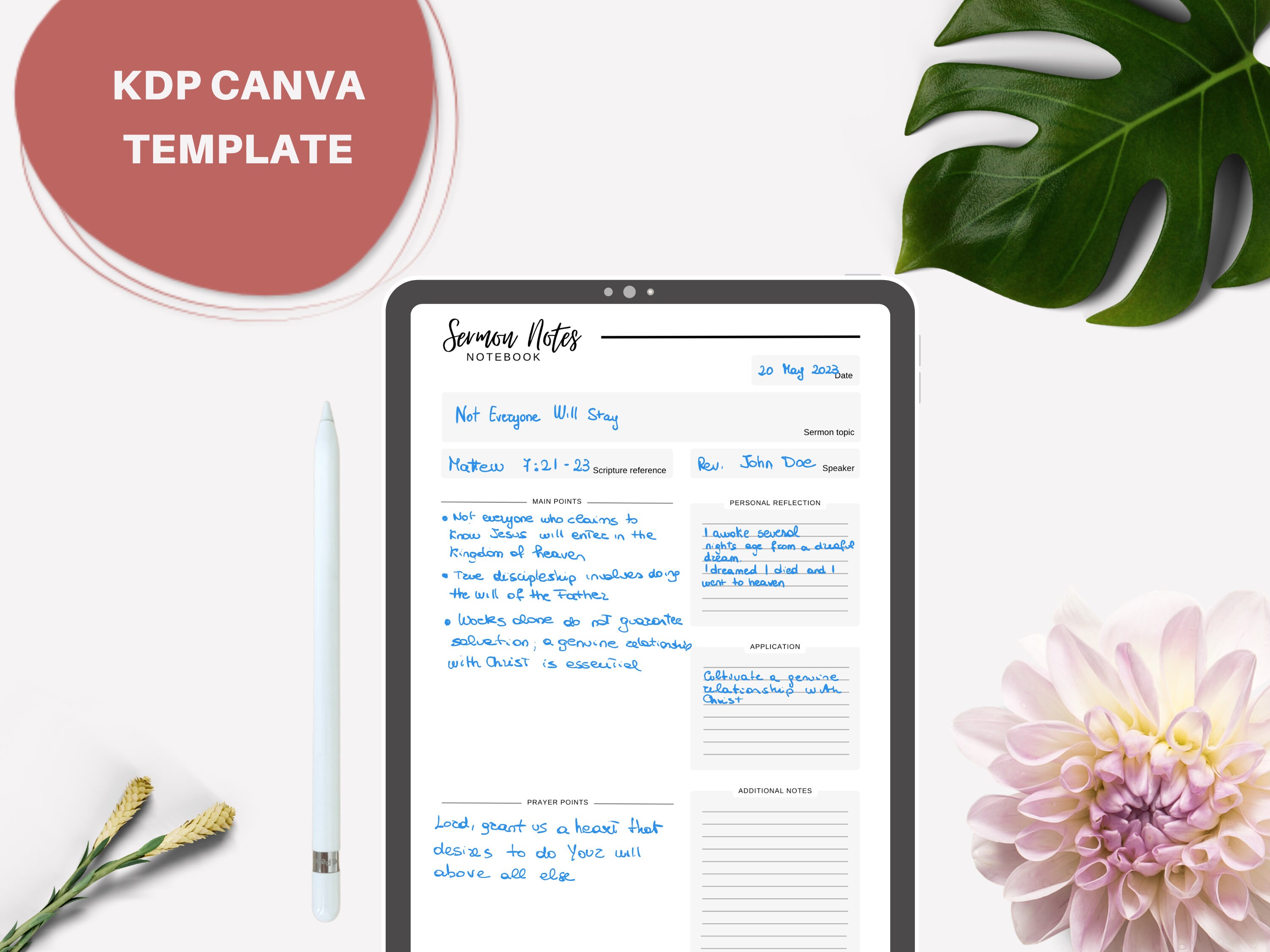 CANVA Sermon Notes Notebook | Kdp Template | 6x9 Inches | Editable in ...