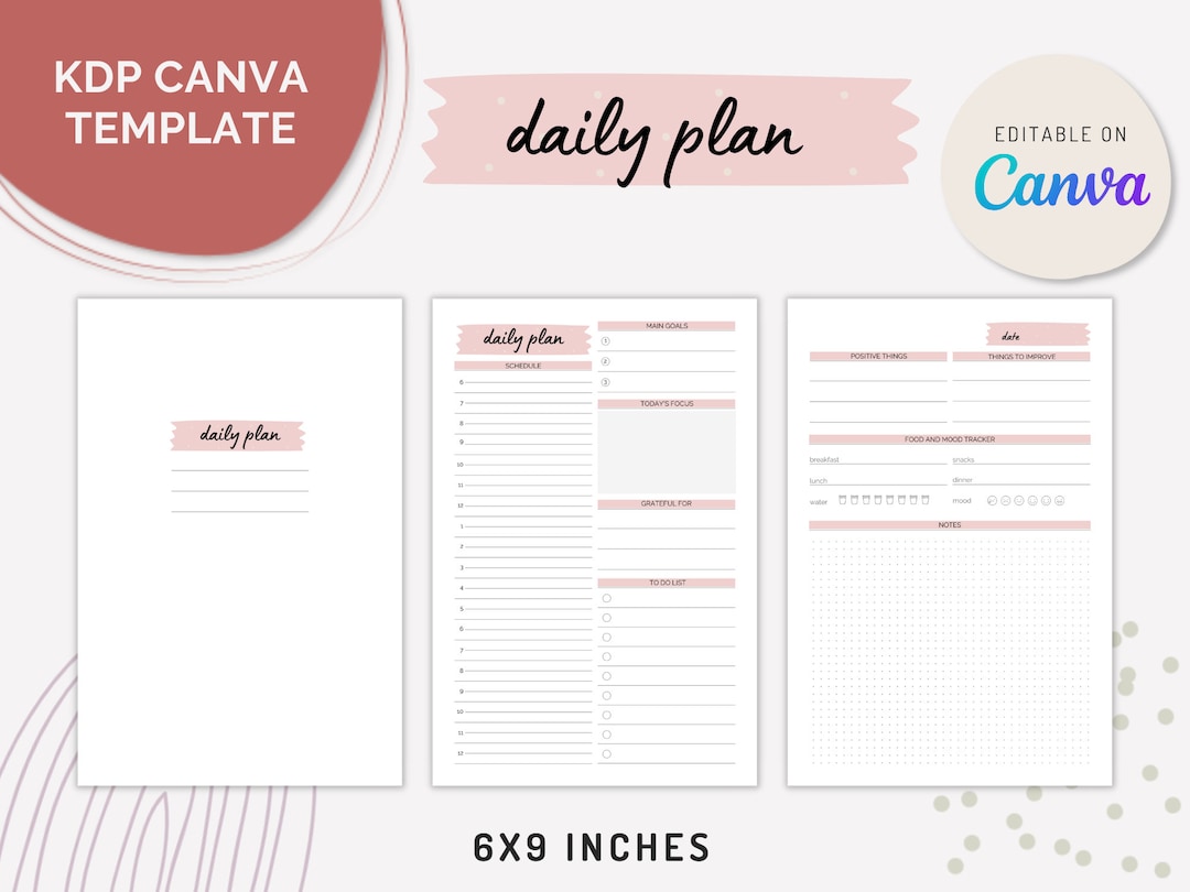 CANVA Daily Planner Editable Templates for Journal | Canva KDP Planner ...