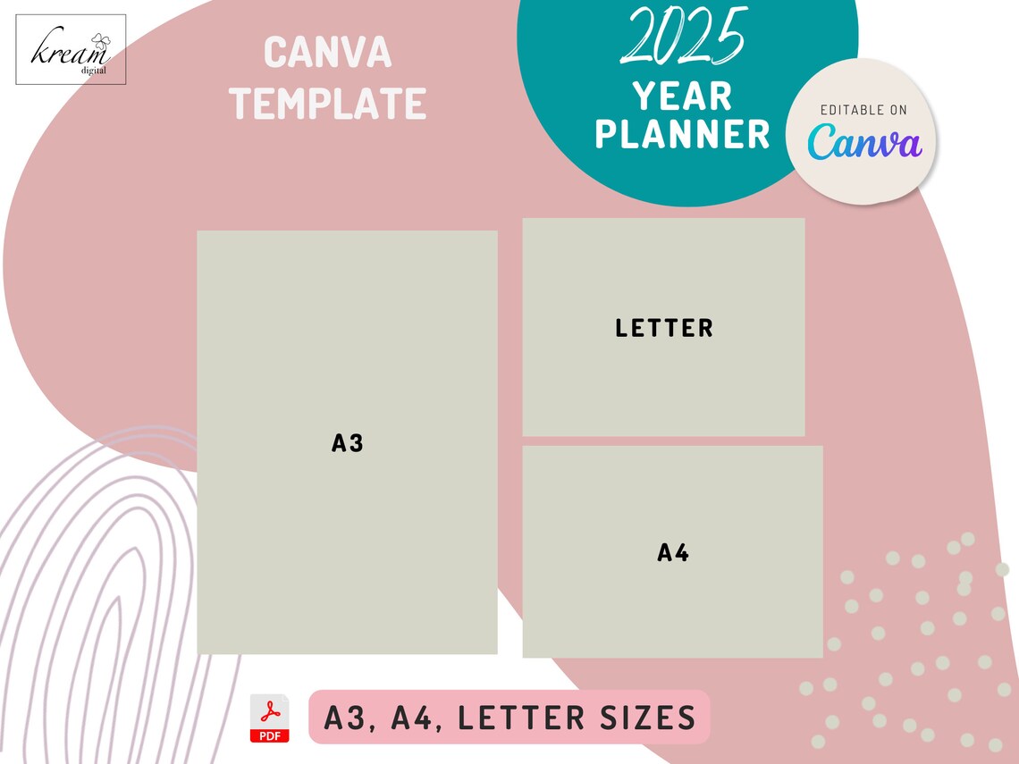 2025 One Page Year-at-a-glance Calendar, Year Planner Template ...