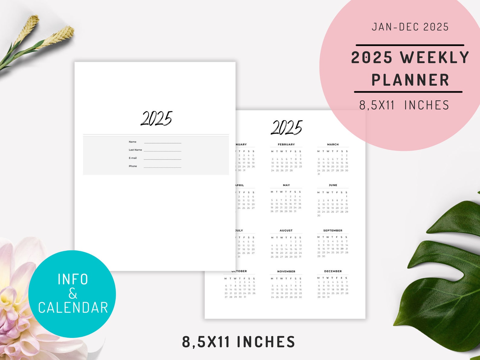 2025 Canva Planner | Dated Weekly Planner Templates | KDP Planner | 8 ...