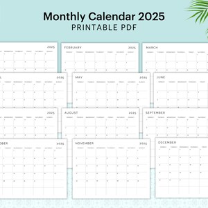CANVA 2025 Monthly Templates | Year 2025 | Sunday and Monday Start ...