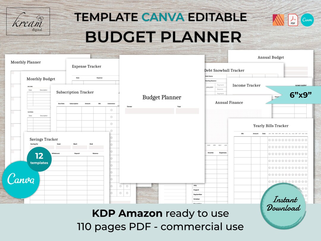 CANVA Budget Planner KDP Template| 6×9 Inches | 110 Pages | KDP ...