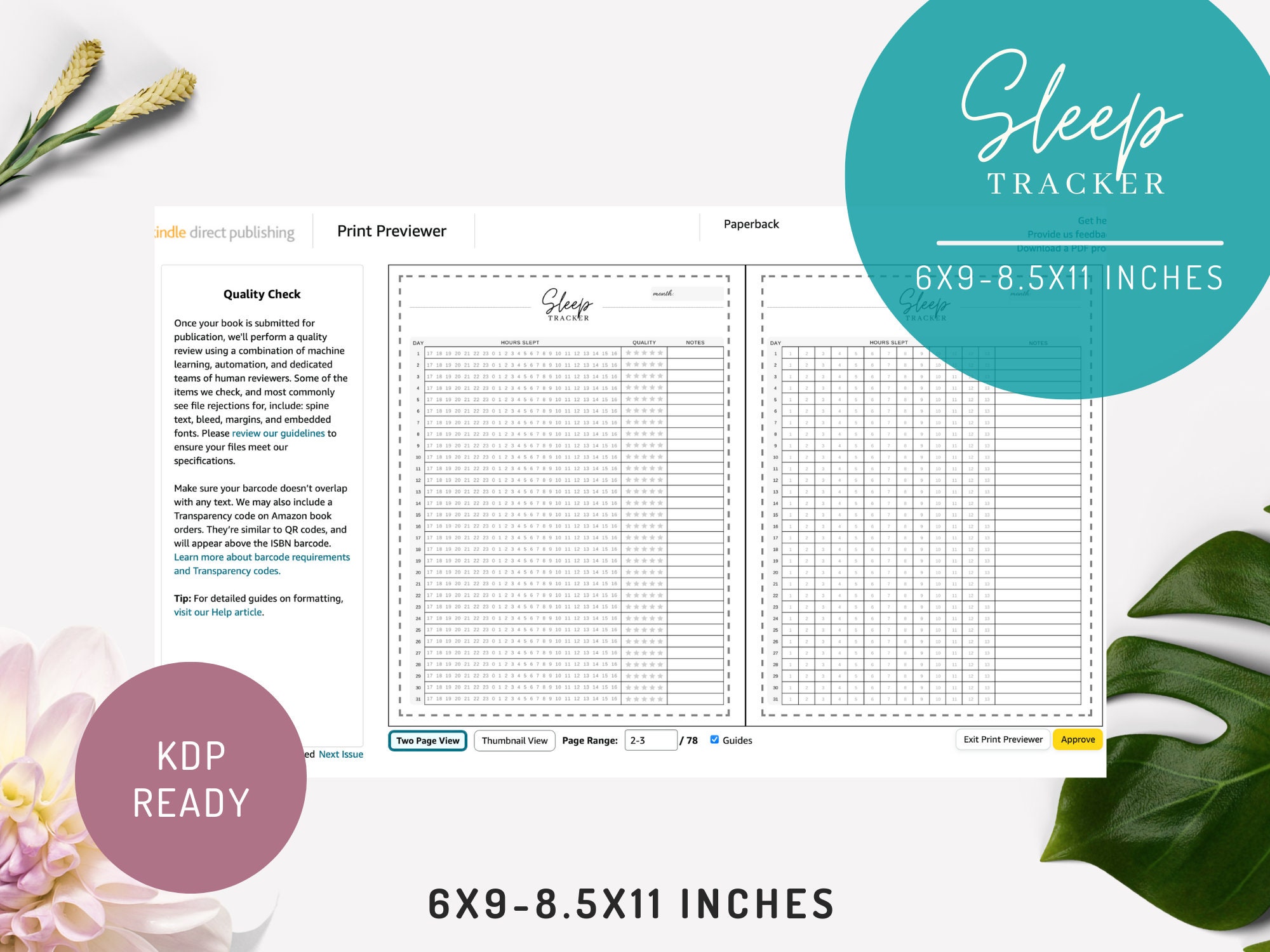 CANVA Sleep Tracker Journal Template 69, 8.5x11 Inches KDP Interior or ...