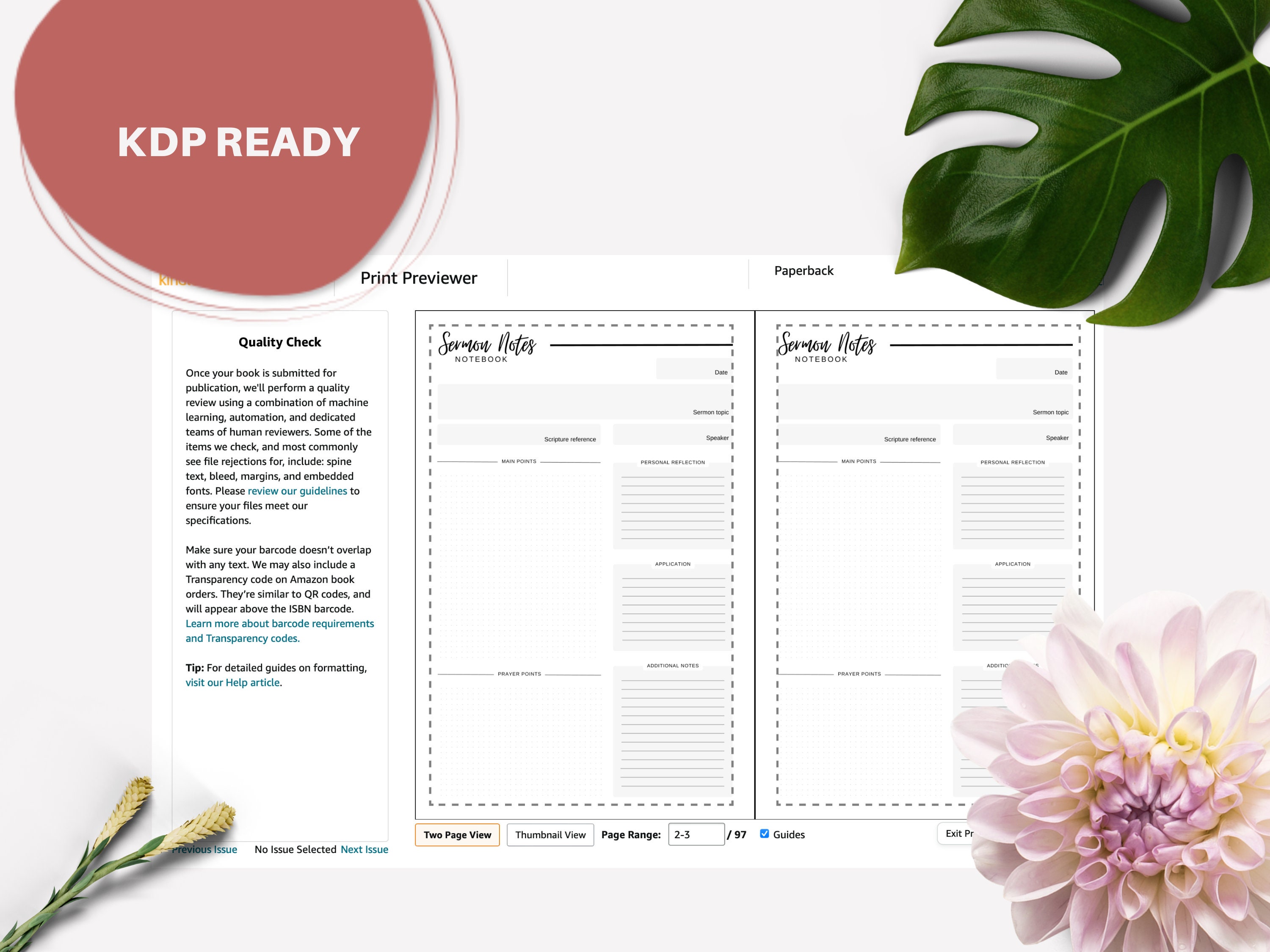 CANVA Sermon Notes Notebook | Kdp Template | 6x9 Inches | Editable in ...