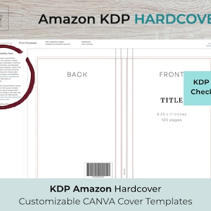 CANVA KDP Hardcover Templates 8.25x11 for 100, 110, 120, 130, 140, 150 ...