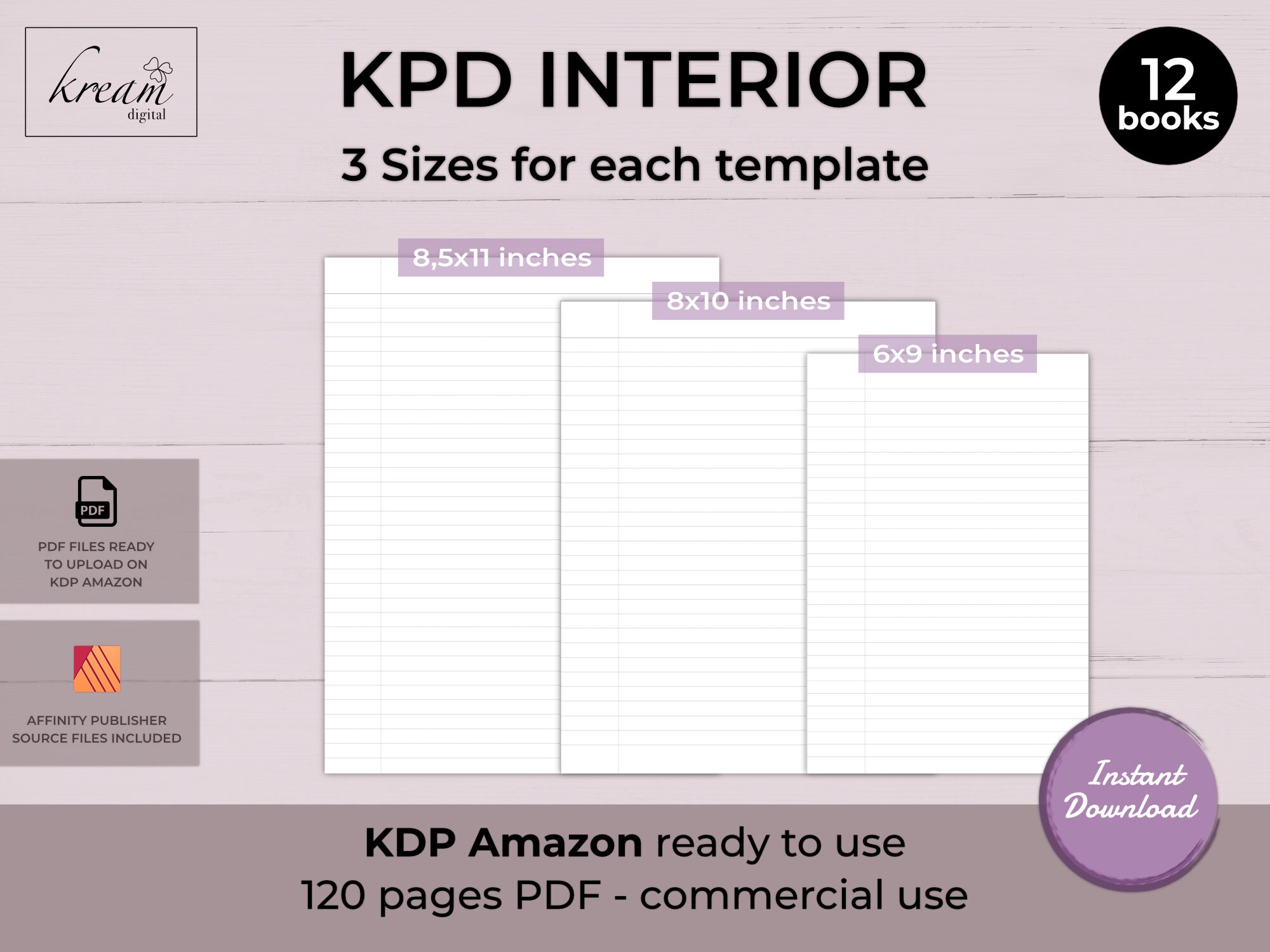Amazon KDP Interior Template: Lined, Dotted, Grid, College Ruled | Size ...