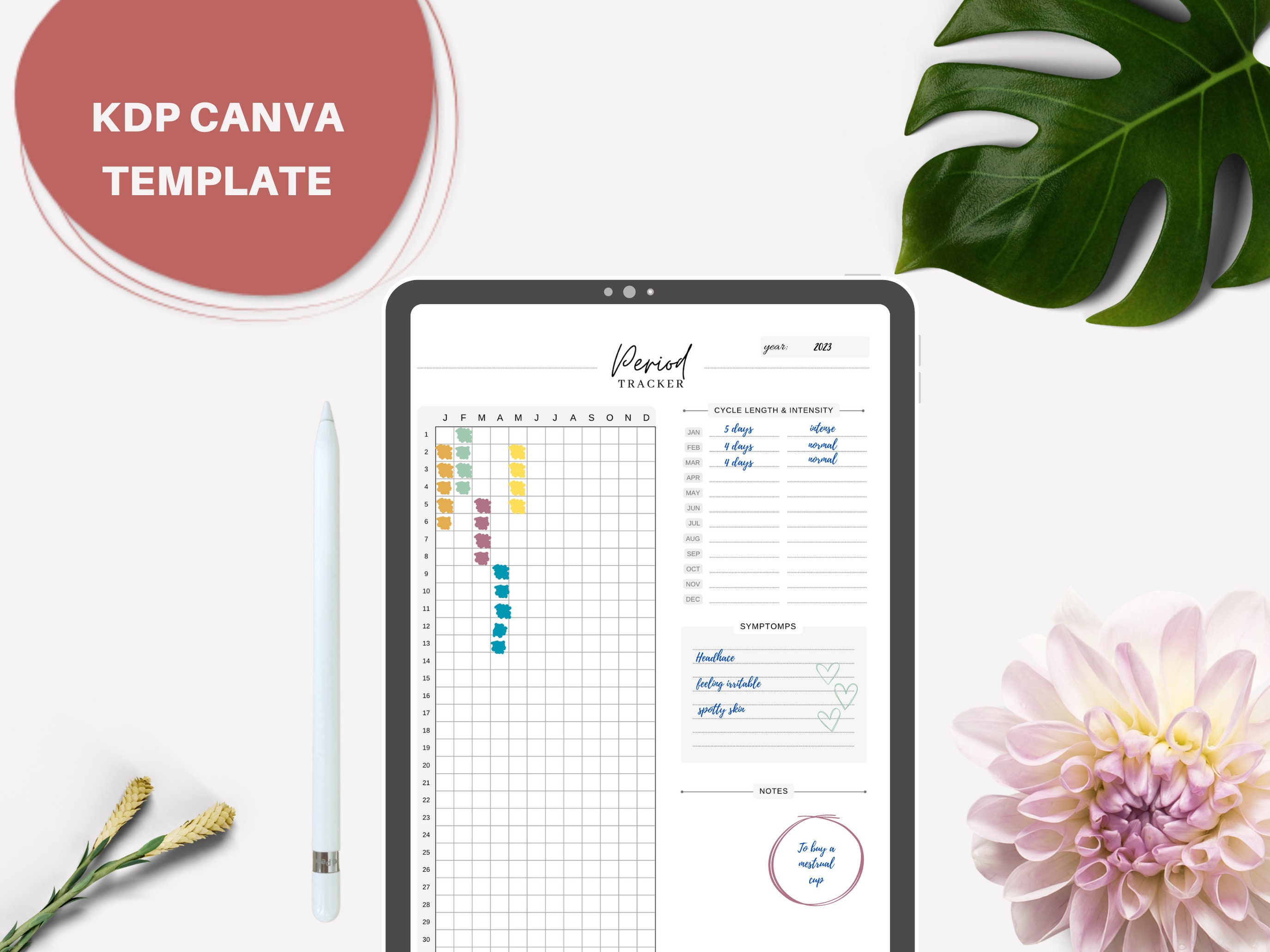 CANVA Period Tracker Template | 6×9 Inches, 8.5x11 Inches, A4 | KDP ...