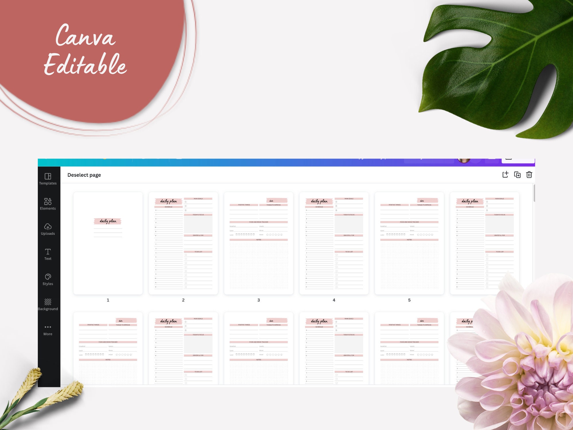 CANVA Daily Planner Editable Templates for Journal Canva KDP Planner ...