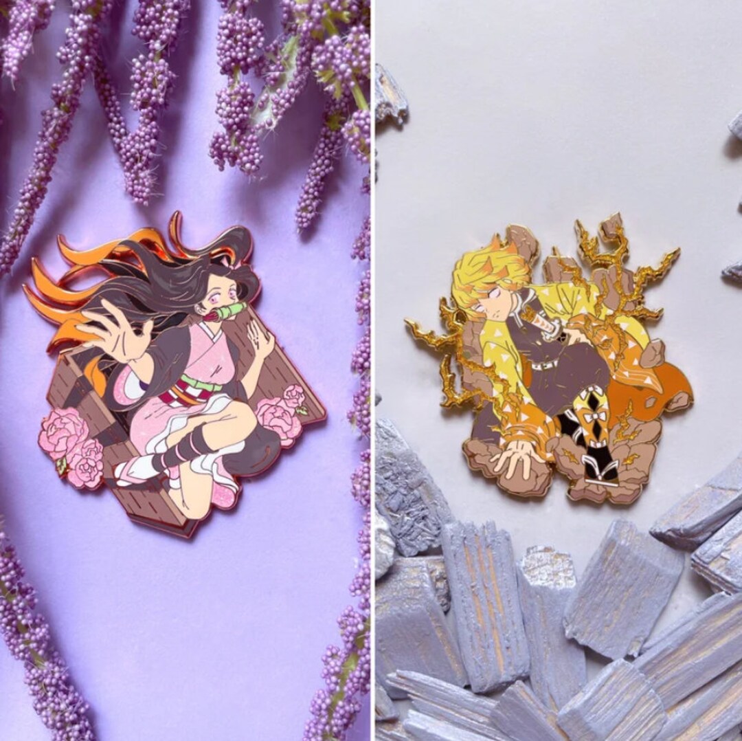 Oni Girl And Thunder Boy Hard Enamel Pins Etsy 6346