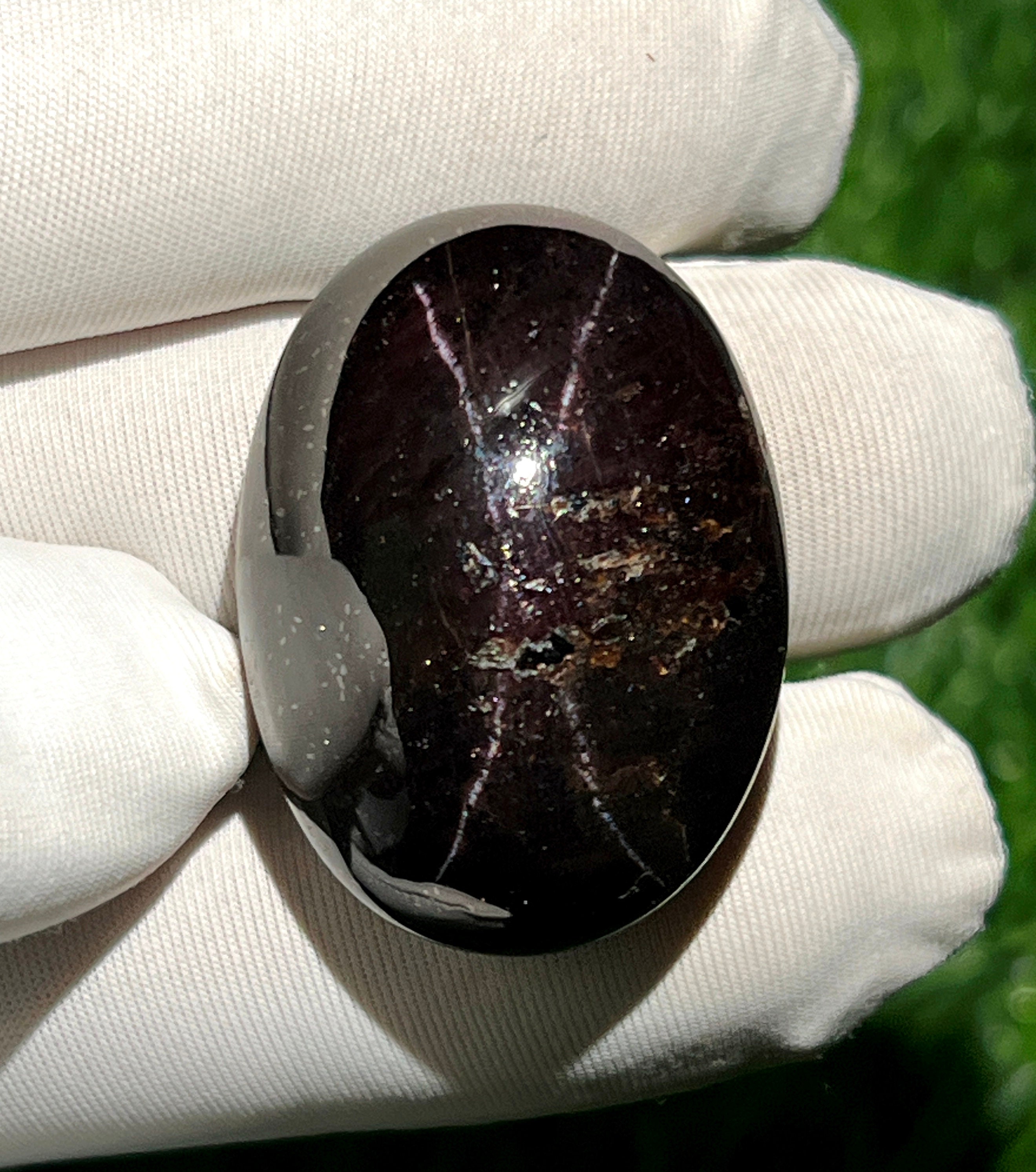 100% Natural Star Garnet Four Line Power Gemstone Oval Shape Cabochon ...