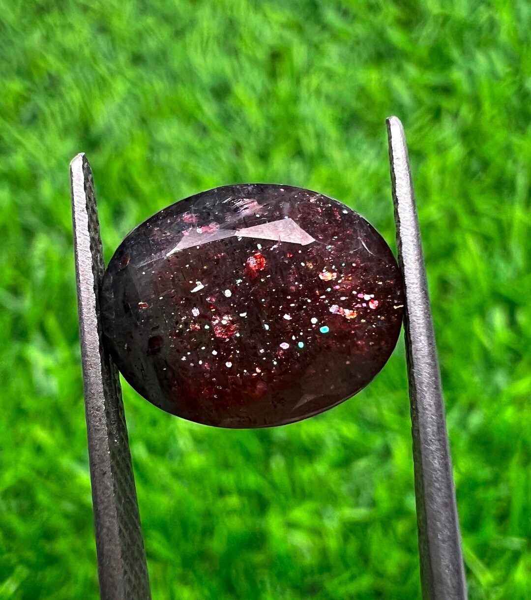 Red Sparkle 100% Natural Blood Shoot Iolite Sunstone Oval Shape Faceted ...