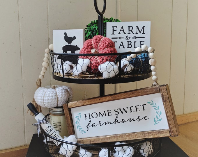 Farmhouse Decor, Tiered Tray Decor, Farmhouse Kitchen Decor, Farm Tier ...