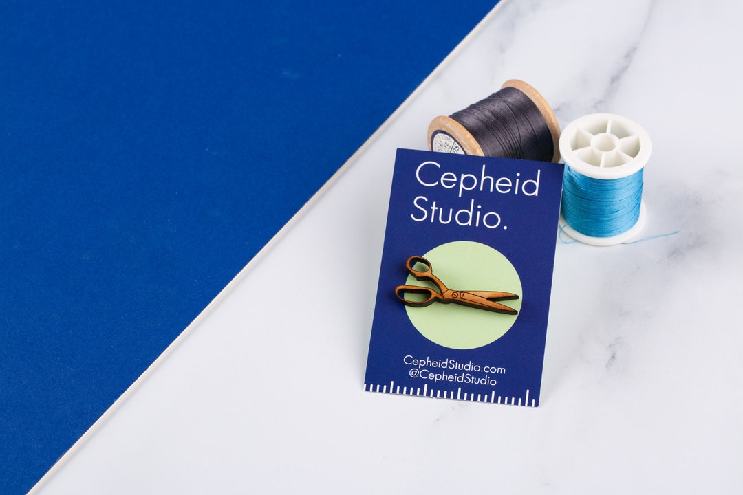 Scissors Pin Badge, Wooden Brooch - Etsy