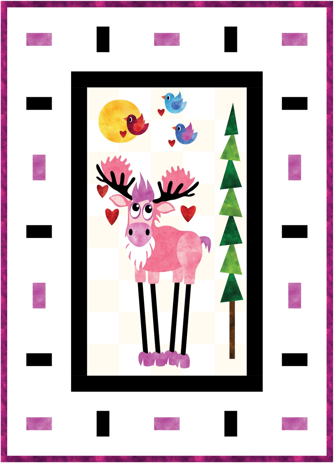 The Big Pink Moose Quilt Pattern - Etsy