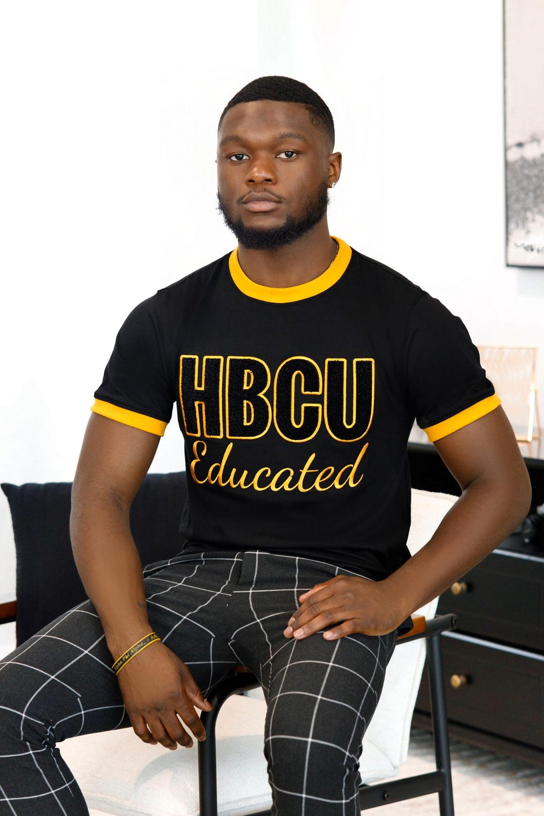 HBCU Educated Unisex Black and Gold Chenille Tee - Etsy