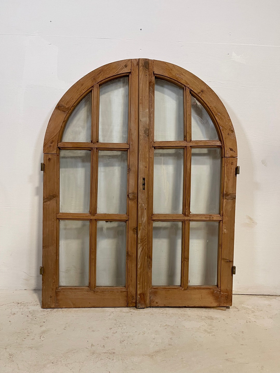 Antique Arched Glass Window Set 44.5x34.25 L215 - Etsy
