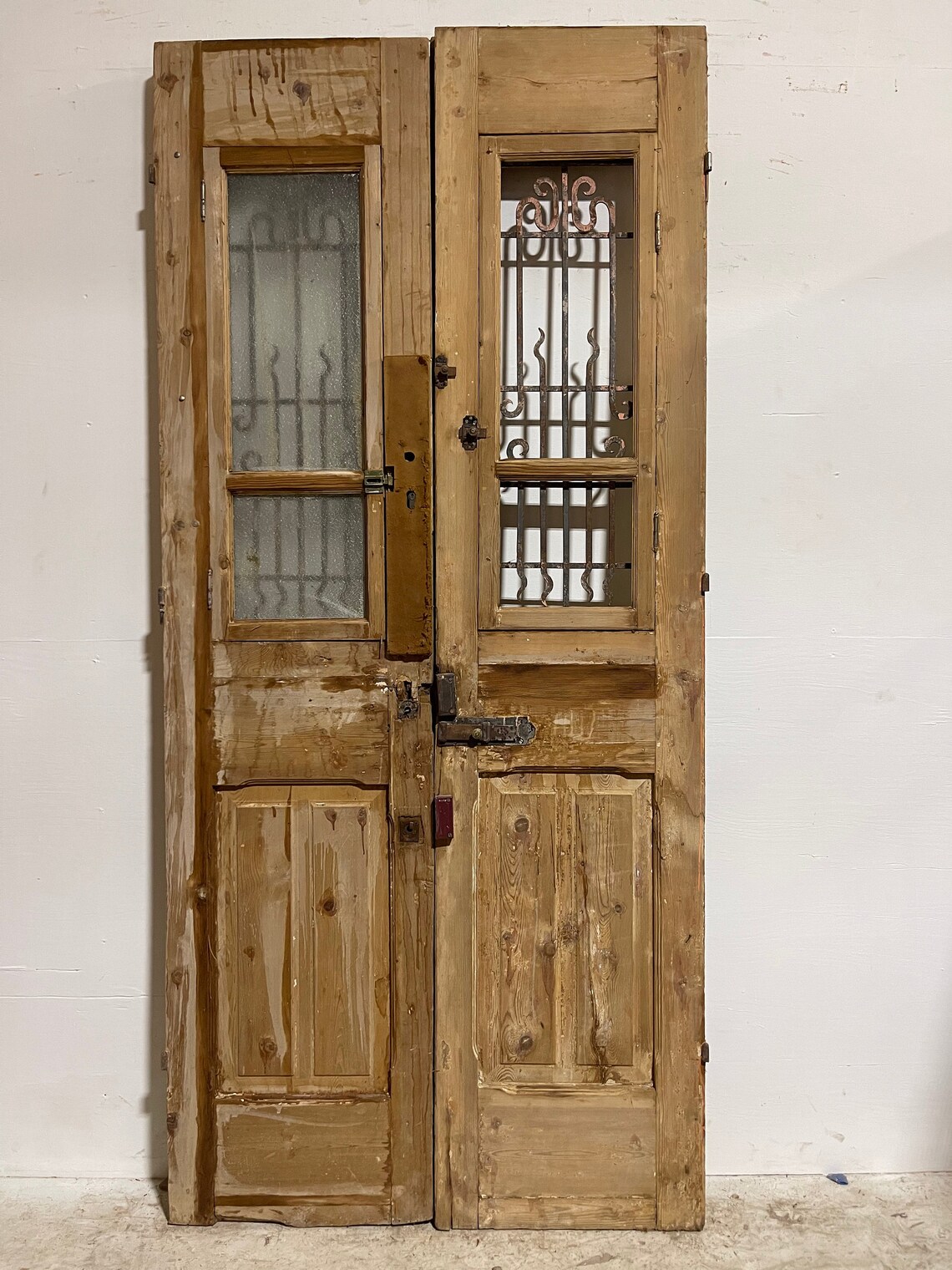 Antique French Panel Doors With Metal 97.25x44 J108 - Etsy