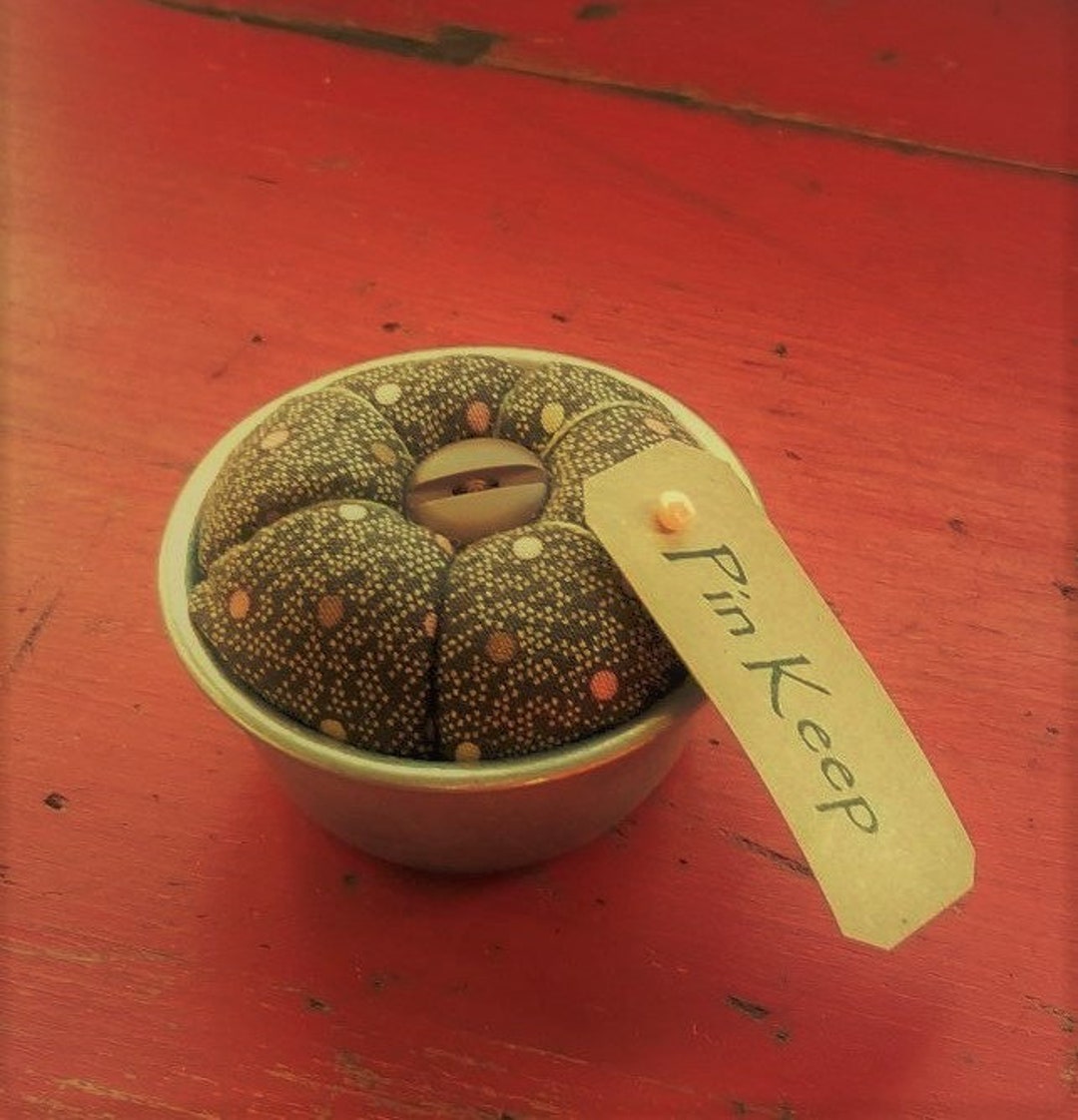 Primitive Pin Keep in Vintage Tart Tin Make Do Pincushion - Etsy