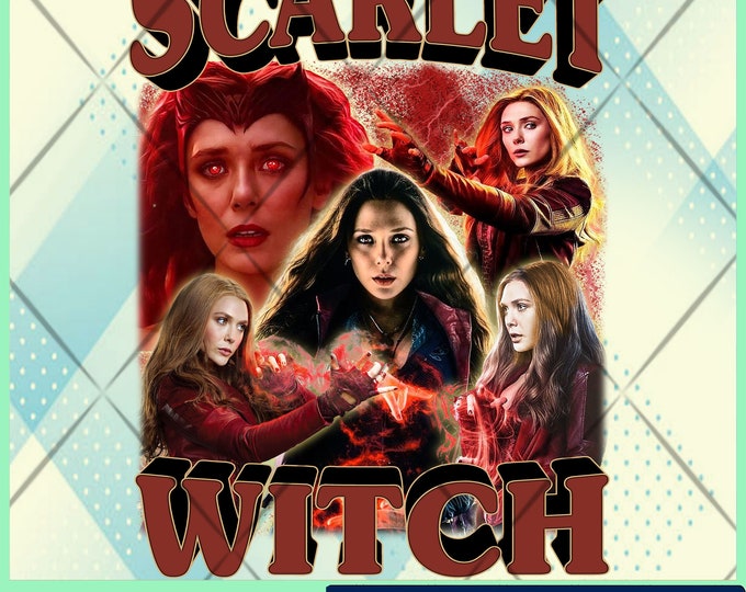 Scarlet Witch PNG, Digital Download, Elizabeth Olsen Vintage Retro 90s ...
