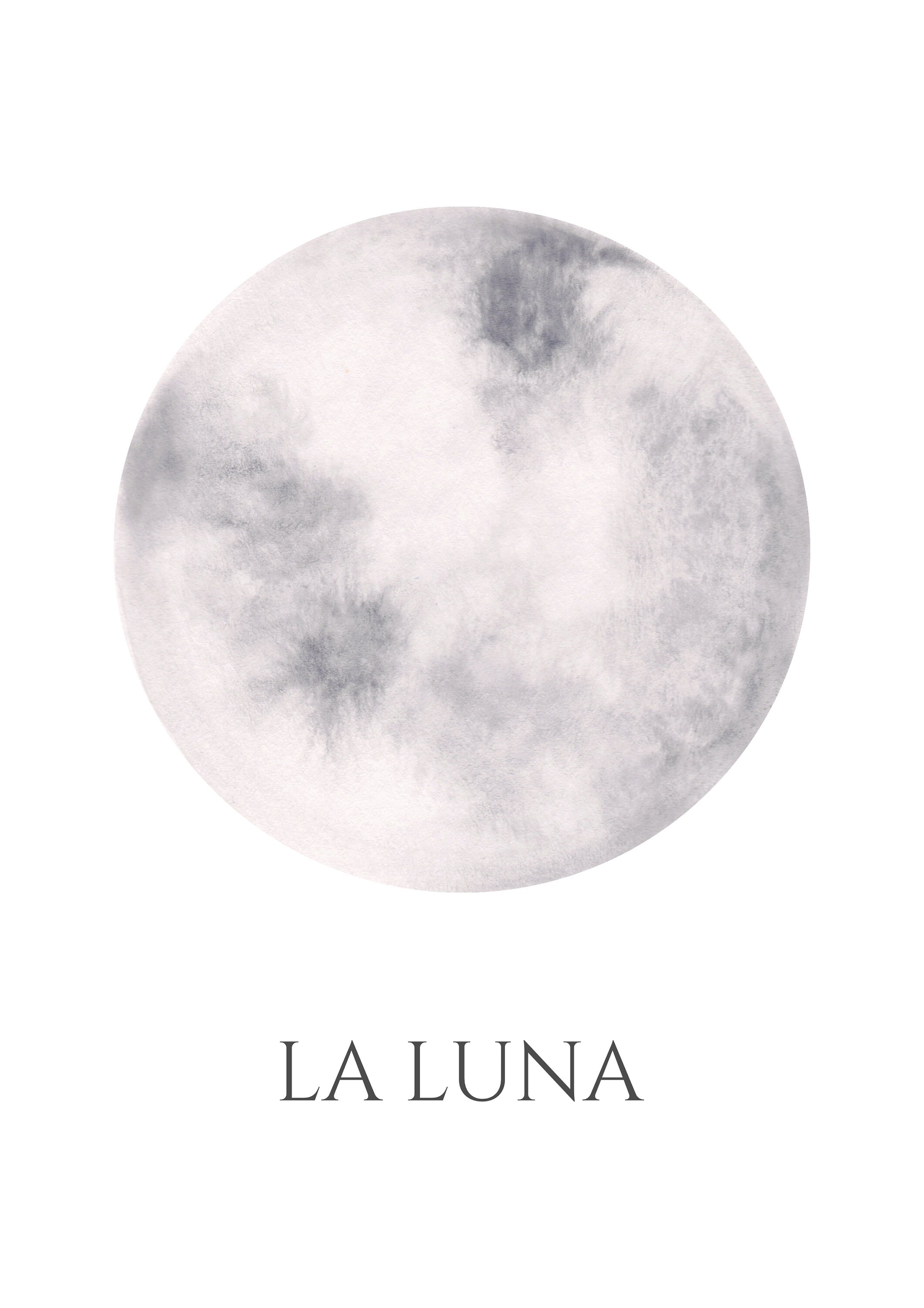 Acuarela Full Moon Digital Print / Mano Painted Moon Phase Art for Home ...