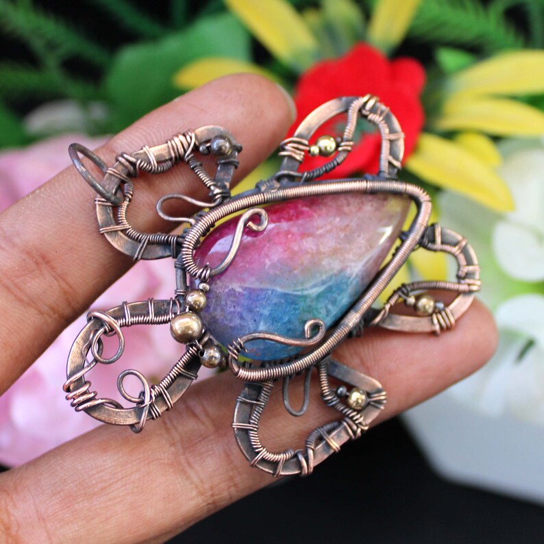 Rainbow Solar Quartz Pendant Copper Wire Wrapped Pendant Wire Wrapped ...