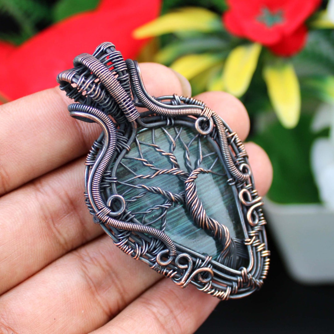 Gemstone Wire Wrapped Pendant Tree of Life Pendant Handmade Jewelry ...