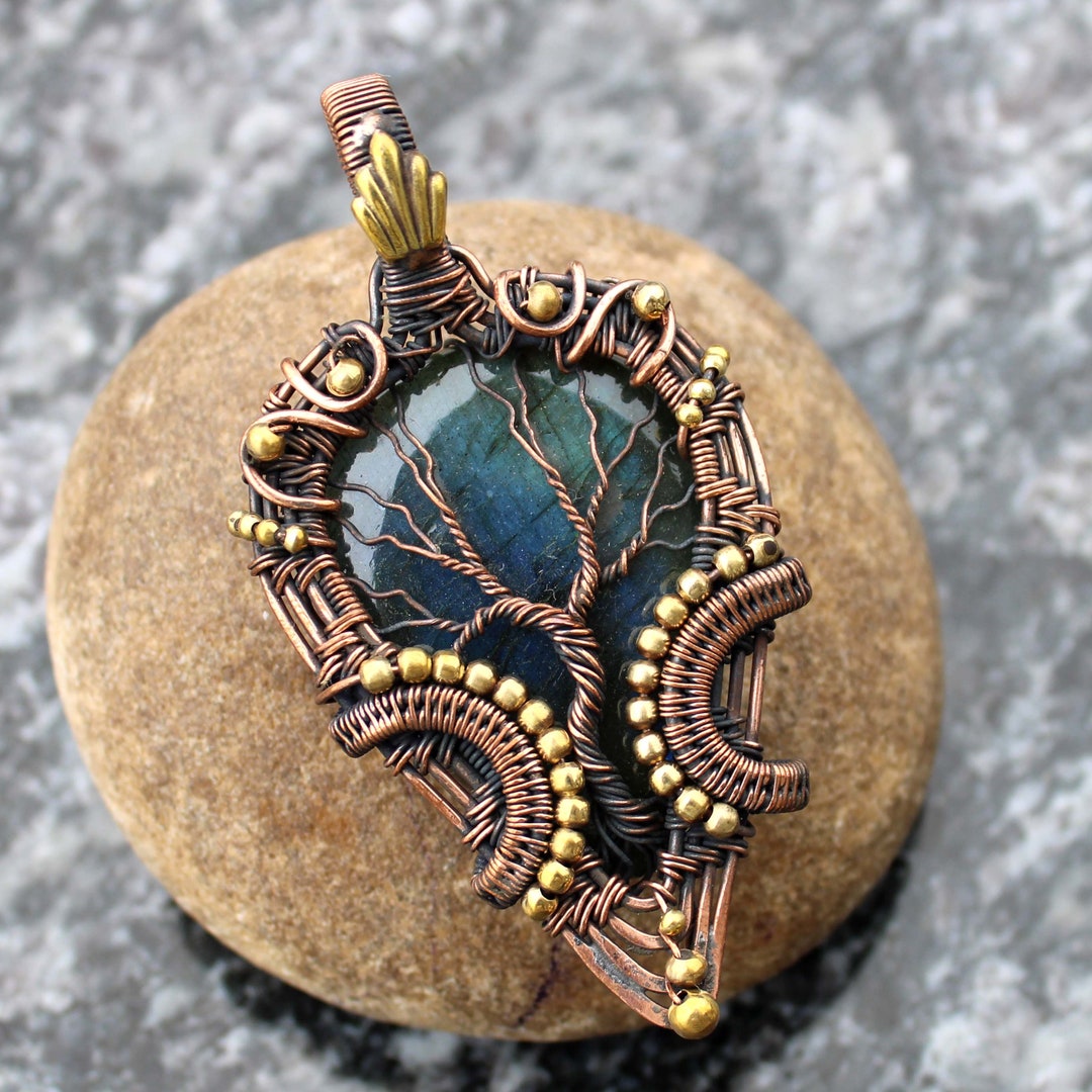 Labradorite Wire Wrap Pendant Copper Wire Wrapped Jewelry Labradorite ...