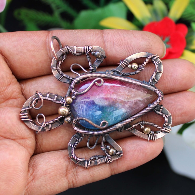 Rainbow Solar Quartz Pendant Copper Wire Wrapped Pendant Wire Wrapped ...