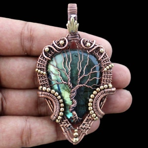 Natural Labradorite Pendant Labradorite Wire Wrapped Pendant Tree ...