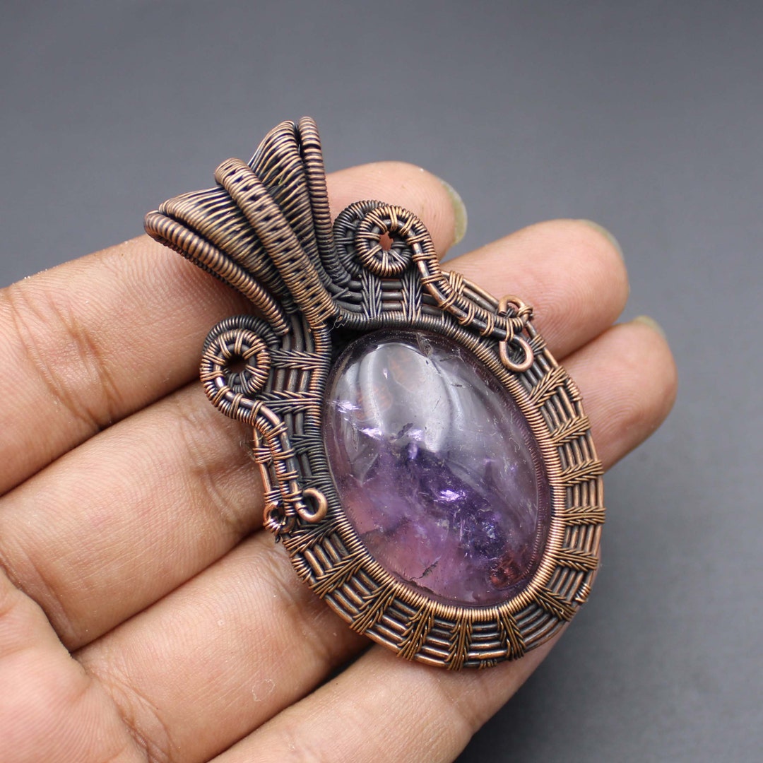 Amethyst Wire Wrapped Pendant Amethyst Wire Wrapped Jewelry Handmade ...