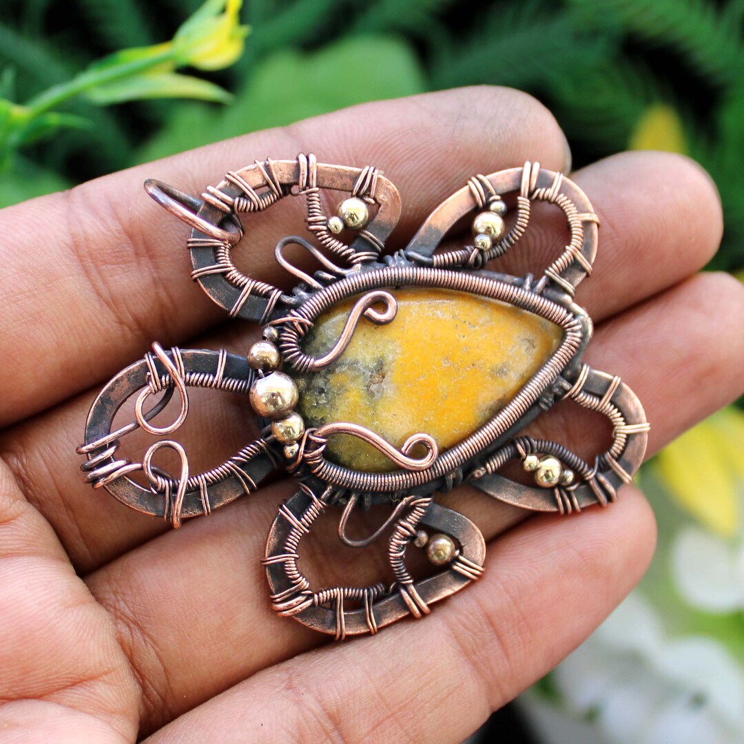 Bumble Bee Jasper Wire Wrapped Pendant Bumble Bee Jasper Pendant Copper ...