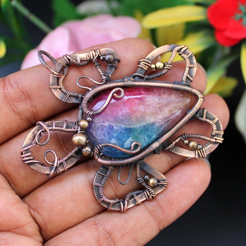 Rainbow Solar Quartz Pendant Copper Wire Wrapped Pendant Wire Wrapped ...