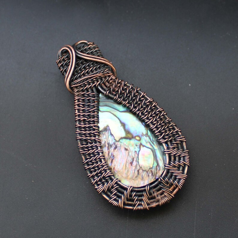 Abalone Shell Pendant Copper Wire Wrapped Jewelry Abalone Shell Wire ...