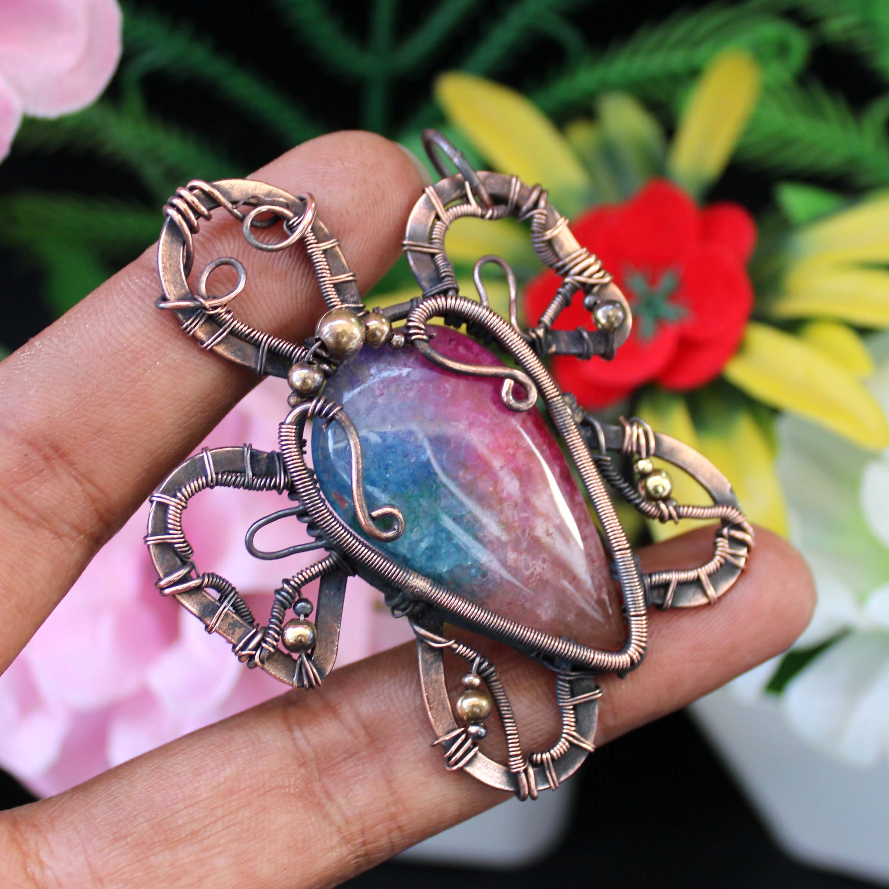 Rainbow Solar Quartz Pendant Copper Wire Wrapped Pendant Wire Wrapped ...