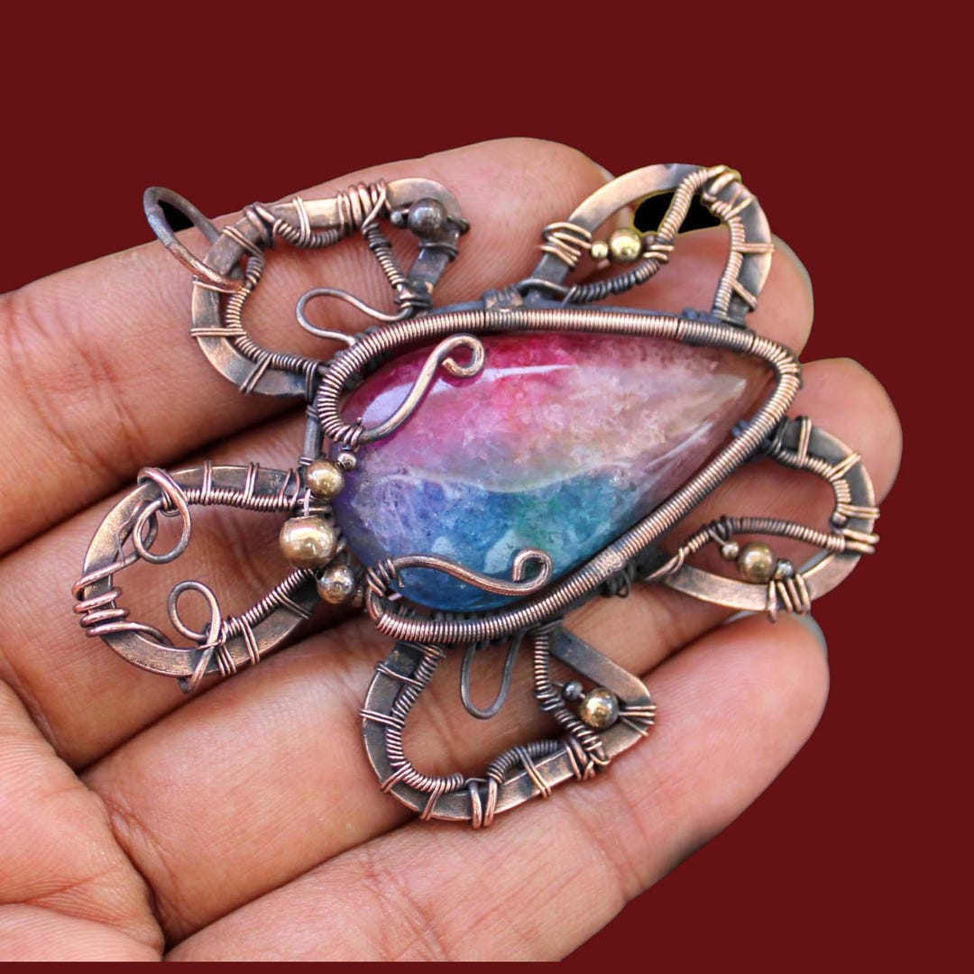 Rainbow Solar Quartz Pendant Copper Wire Wrapped Pendant Wire Wrapped ...