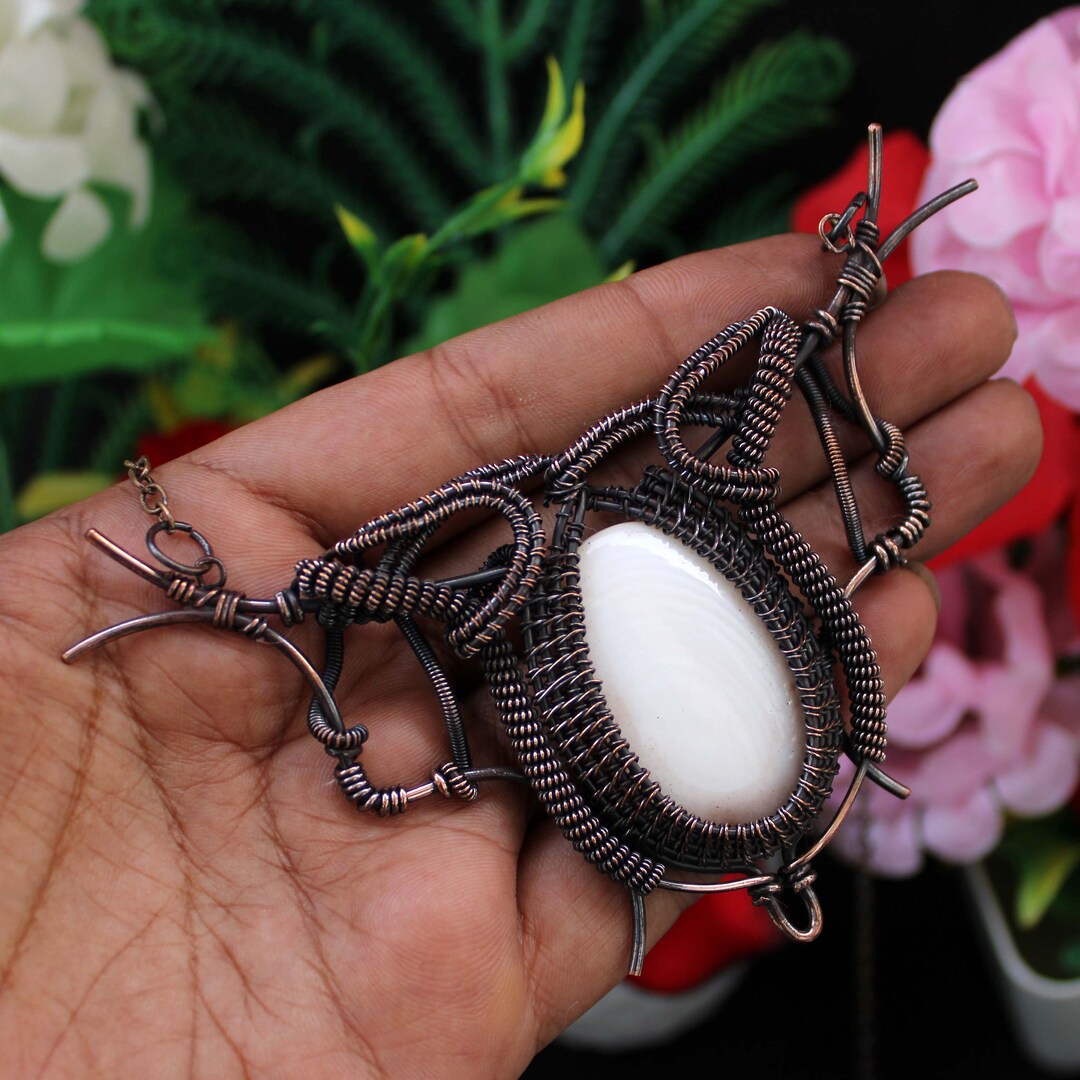 Copper Wire Wrapped Necklace, Wire Wrap Necklace, Wire Wrapped Jewelry ...