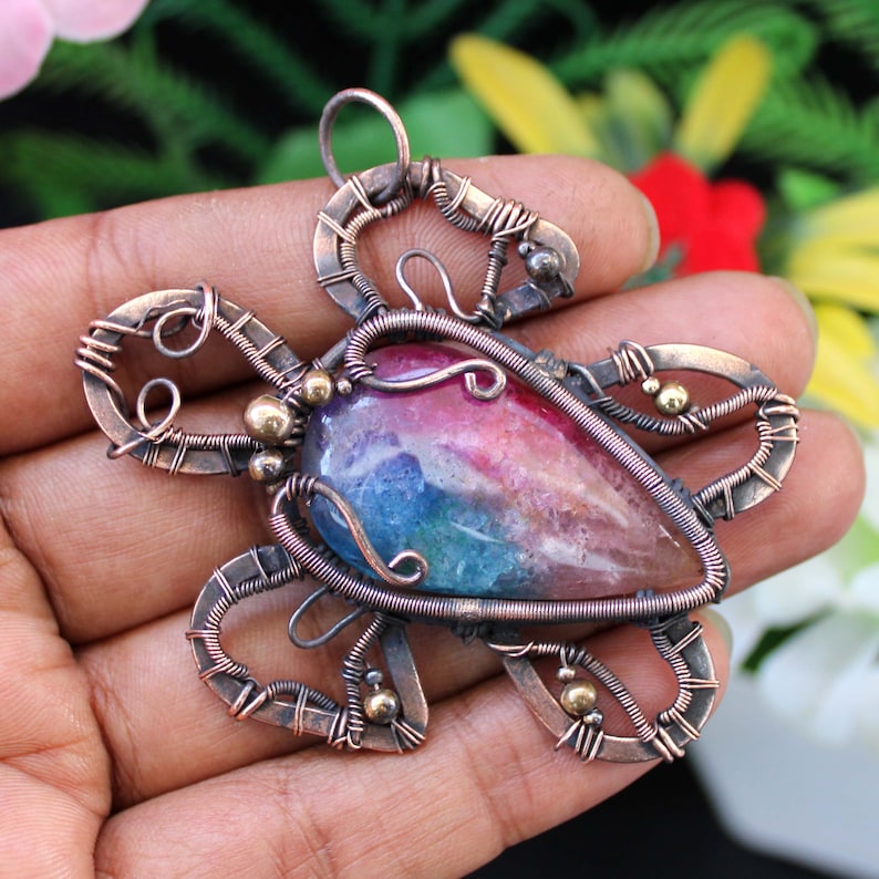 Rainbow Solar Quartz Pendant Copper Wire Wrapped Pendant Wire Wrapped ...