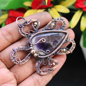 Turtle Wire Wrapped Pendant Sage Amethyst Pendant Copper Wire Wrap ...