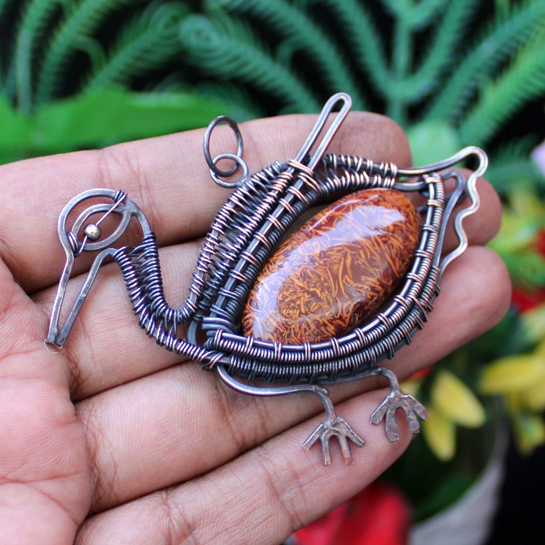 Mariam Jasper Pendant Copper Wire Wrapped Pendant Unique Duck Pendant ...