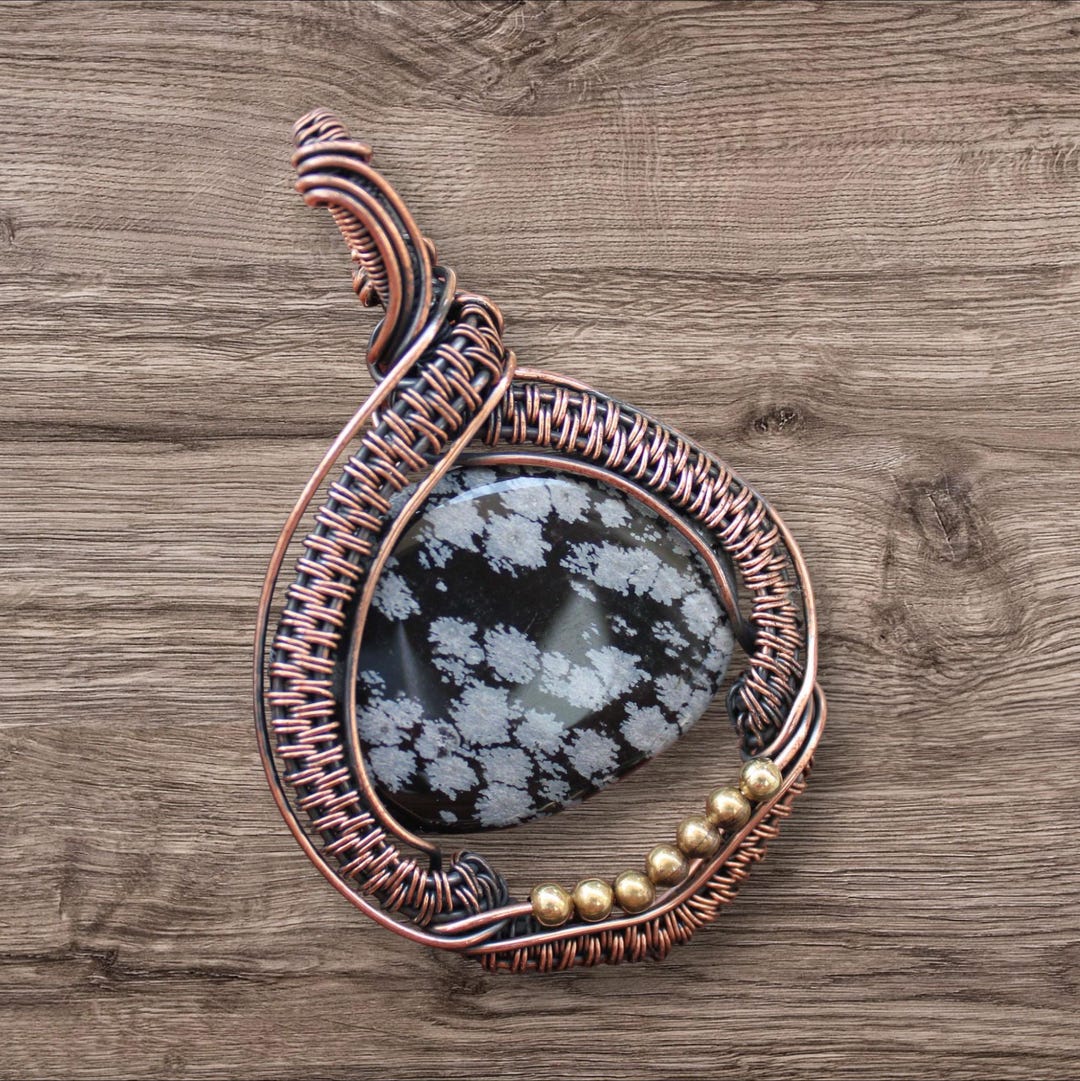 Snow Flake Pendant Copper Wire Wrap Pendant Gemstone Wire Wrapped ...