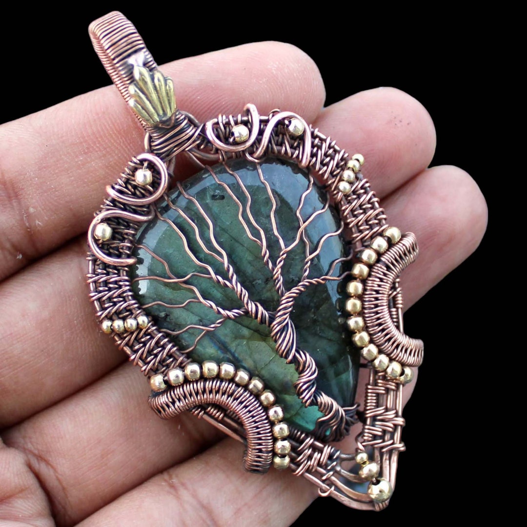 Natural Labradorite Pendant Labradorite Wire Wrapped Pendant Tree ...