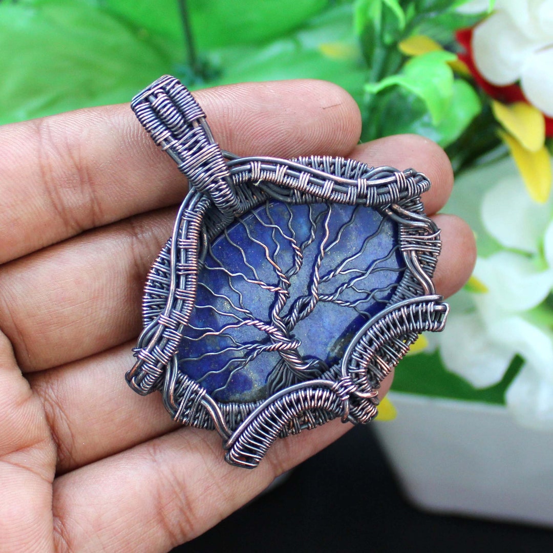 Tree of Life Wire Wrap Pendant Copper Wire Wrapped Pendant, Lapis ...