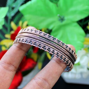 Copper Wire Wrapped Cuff Bangle Copper Mens Bangle Bracelet Adjustable ...